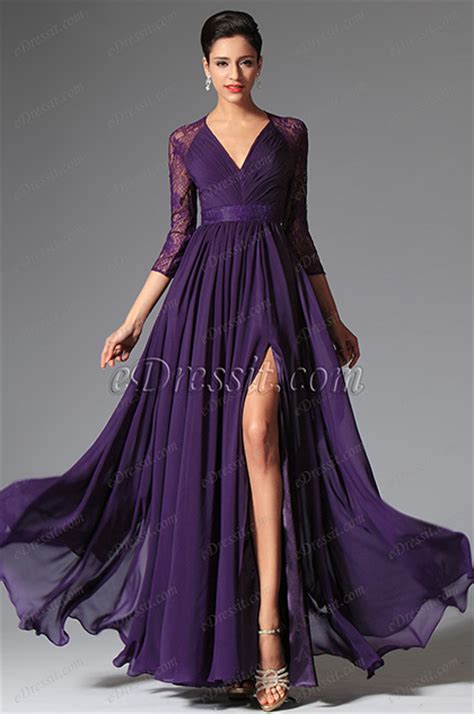 Purple V Cut Evening Dress Mother Of The Bride Dress 26149606 Edressit