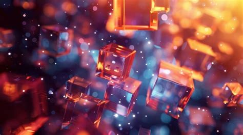 Abstract Scene Of Floating 3d Cubes In Vibrant Neon Colors With A Futuristic Atmosphere