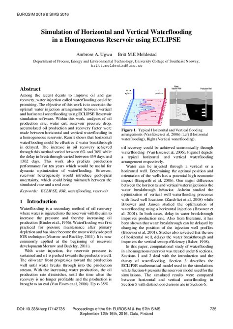 Pdf Simulation Of Horizontal And Vertical Waterflooding In A