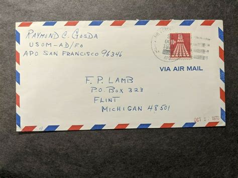 Apo 96346 Bangkok Thailand 1970 Army Air Force Cover Usom Adfo