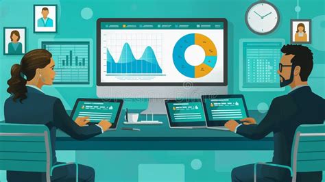 Business Team Analyzing Data On Digital Devices Stock Illustration