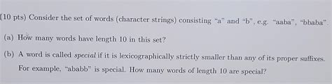 Solved 10 Pts Consider The Set Of Words Character Strings Chegg