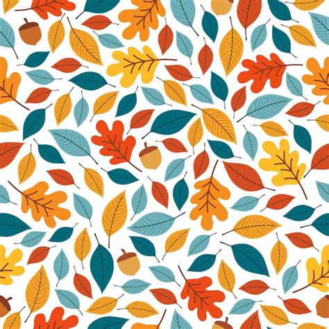 Premium Vector Seamless Pattern With Autumn Leaves Acorns And Oak