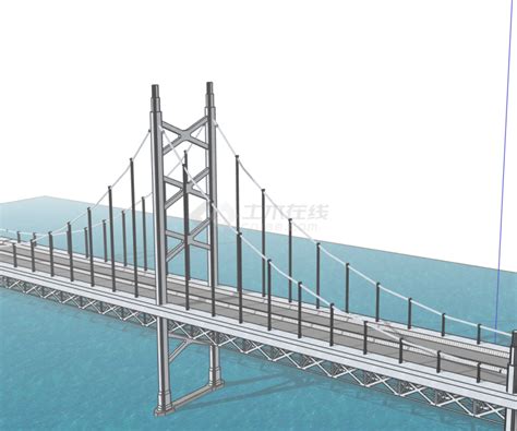大型刚性现代化悬索桥su模型 桥梁 土木在线