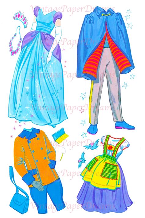 Vintage Paper Doll Printable Pdf Cinderella Paper Doll 70s 1970s Prince