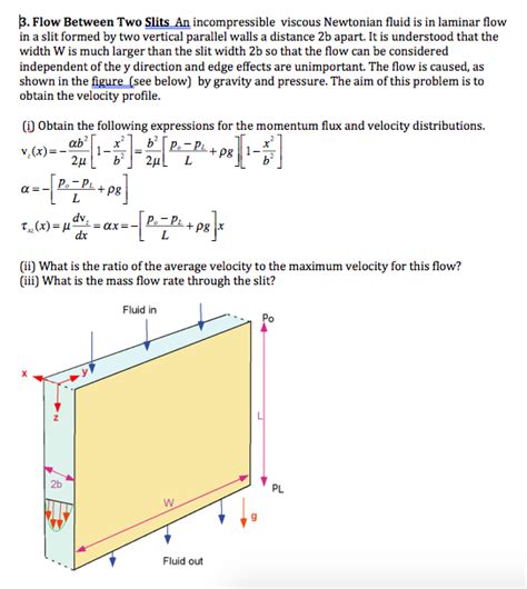 Solved 3 Flow Between Two Slits An Incompressible Viscous