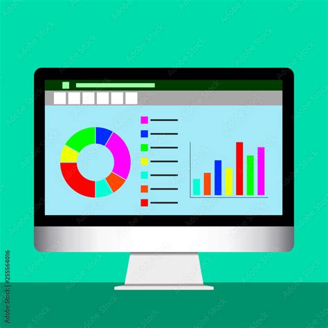 Vector Illustration Of Data Analytics On Computer Screen Analytical
