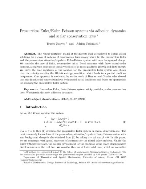 Pdf Pressureless Eulereulerpoisson Systems Via Adhesion Dynamics And Scalar Conservation Laws