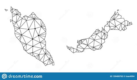 Polygonal Network Mesh Vector Map Of Malaysia Stock Vector