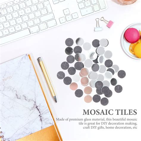 Phlegsive 1 Pack Of Round Shape Mirror Mosaic Tiles Mini Glass Mirrors