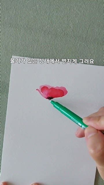 플러스펜수채화 꽃그림 수채화기초 간단한그림 캘리그라피그림 Youtube