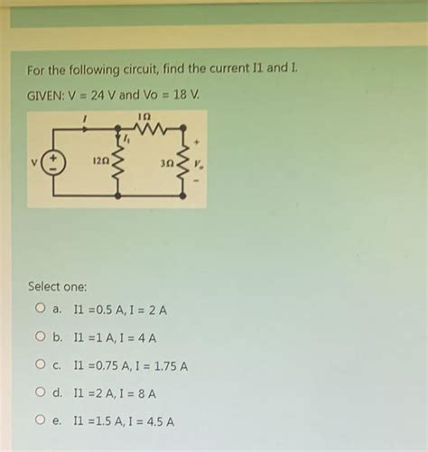 solved for the following circuit find the current ii and i