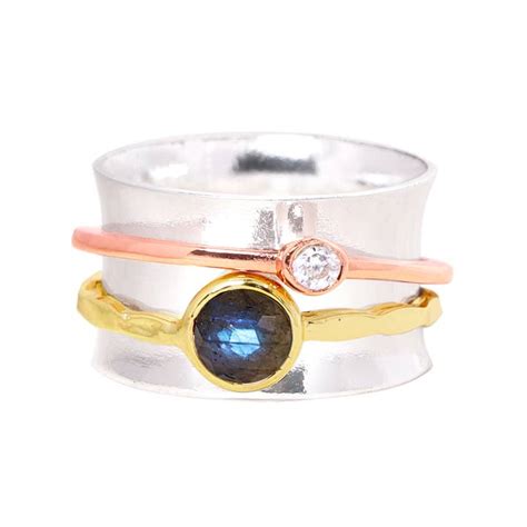 Zoey Simmons Wholesale Multi Stone Ring Labradorite Tri Color