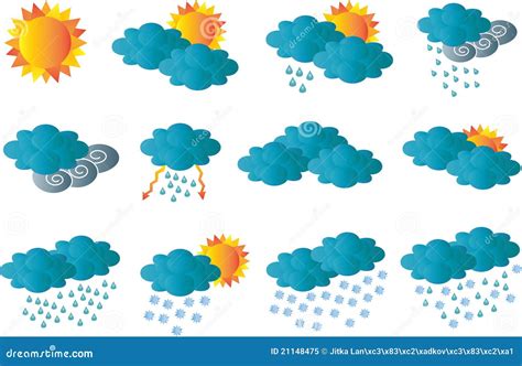 Meteorology Symbols And Weather Vector Thin Line Icons Set