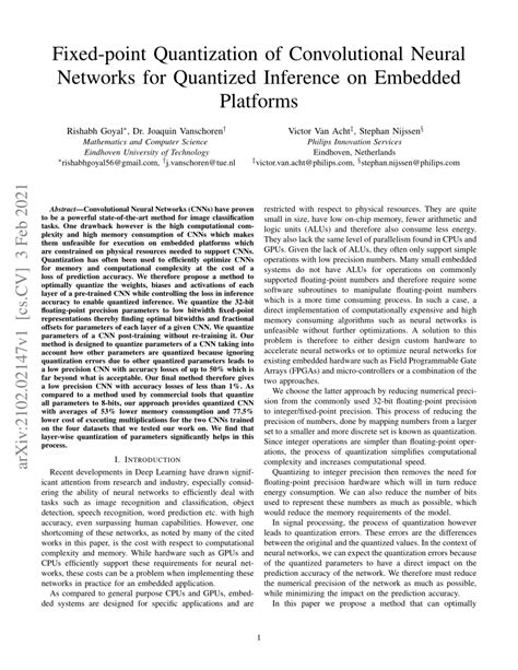Pdf Fixed Point Quantization Of Convolutional Neural Networks For Quantized Inference On