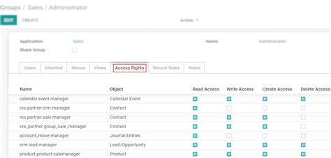 访问权限 — odoo 13 0 文档