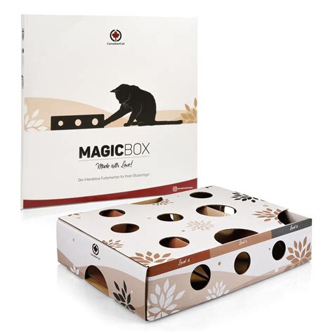 Katzenspielzeug MagicBox | 40 x 30 x 9,5 cm | braun-weiß | Activitybox ...