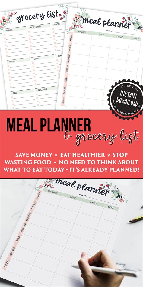 Weekly Meal Planner Printable With Grocery List Printable Weekly Menu