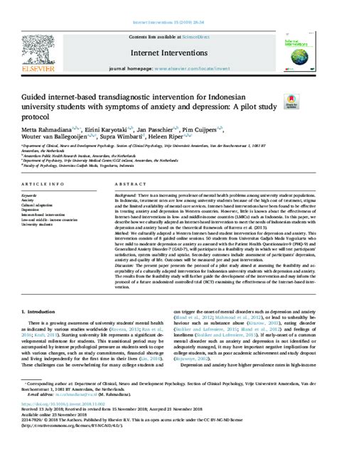 Pdf Guided Internet Based Transdiagnostic Intervention For Indonesian