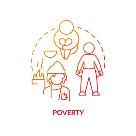 Poverty Red Gradient Concept Icon Low Life Quality And Conditions