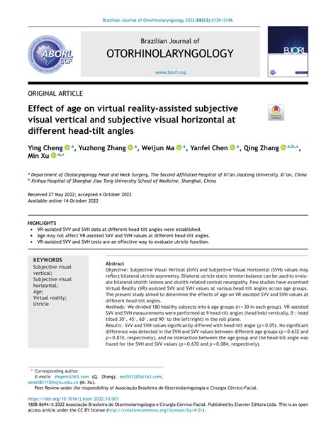 Pdf Effect Of Age On Virtual Reality Assisted Subjective Visual