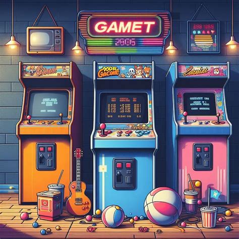 Premium Photo Retro Arcade Machine Gaming Illustration