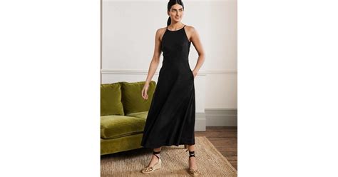 Boden Halterneck Linen Midi Dress In Black Lyst Uk