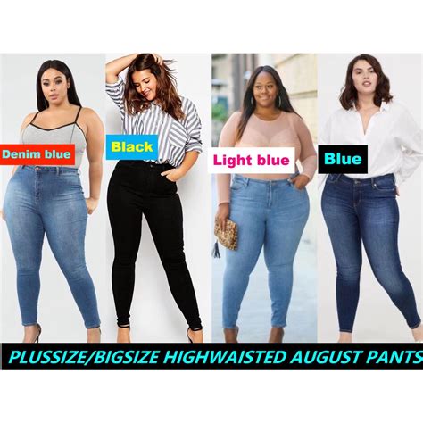 30 42 Plain August Jeans Plus Size Highwaist Strechable Denim Maong