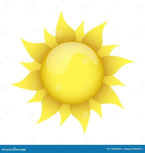 Yellow Sun On A White Background Stock Vector Illustration Of Sunny