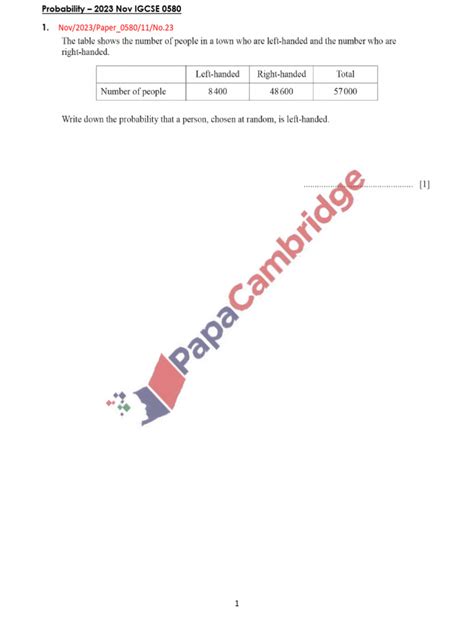Igcse 2023 Probability Questions Pdf