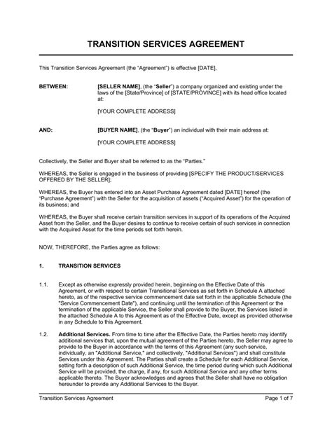 transition services agreement example at marvin thomas blog