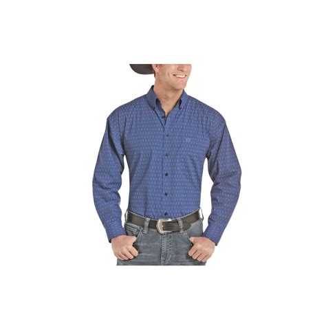 Panhandle Slim Mens Blue Diamond Print Long Sleeve Shirt