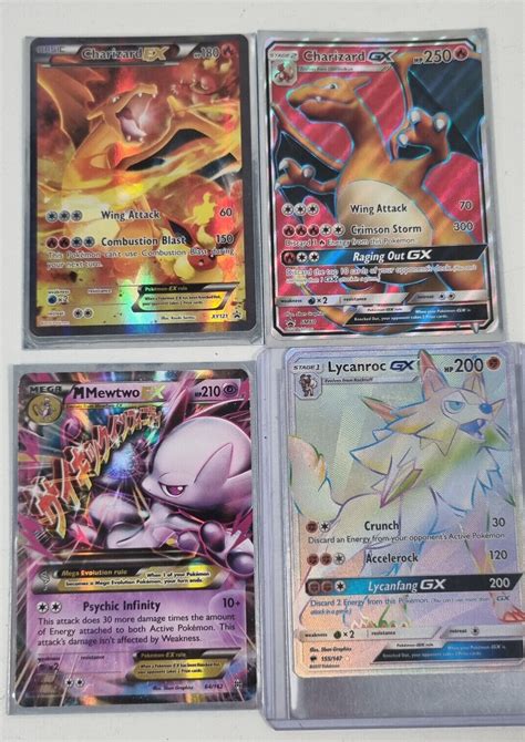 Mavin X4 Pokemon Cards Charizard Gx Ex Mega Mewtew Ex Lycanroc Gx