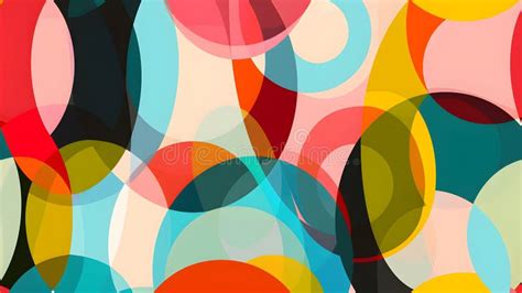 Abstract Colorful Overlapping Circles Seamless Pattern Stock