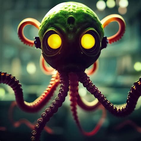 Extraterrestres Futuristes Avec Des Tentacules Illustration 3d D