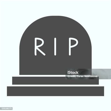 무덤 솔리드 아이콘입니다 Rip 기호와 인간의 죽음 묘비 후 할로윈 벡터 디자인 개념 흰색 배경에 문말 스타일의 그림 웹 및 응용 프로그램에 사용 Eps 10