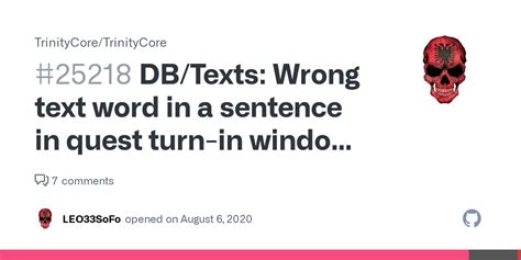 Dbtexts Wrong Text Word In A Sentence In Quest Turn In Window Of