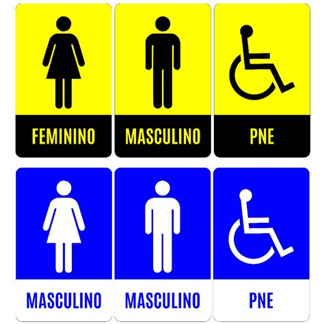 Banheiro Masculinofemininopne Placa Indicativa De Banheiro Placa