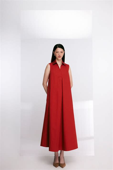 Collared Maxi Flare Dress Sans And Sans