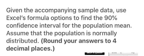 Solved Given The Accompanying Sample Data Use Excels