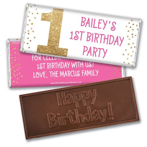 Bonnie Marcus Personalized 1st Birthday Gold One Embossed Chocolate