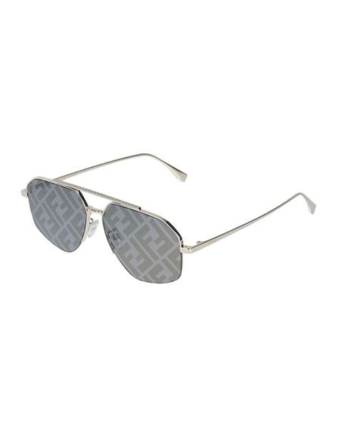 Fendi Aviator Logo Monogram Sunglasses In Gray Lyst