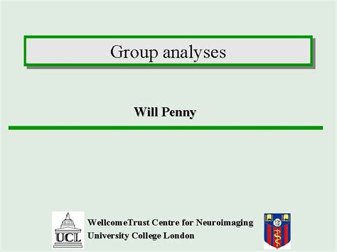 Group Analyses Will Penny Wellcome Trust Centre For
