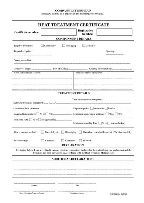 Heat Treatment Certificate