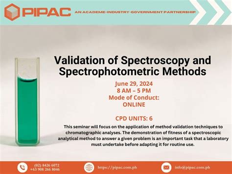 Pipac Seminar Update Validation Of Spectroscopy And Spectrophotometric Methods 29 June 2024