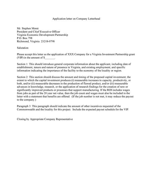 Example Of Application Letter