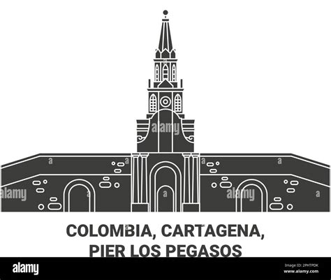 Colombia Cartagena Pier Los Pegasos Travel Landmark Vector