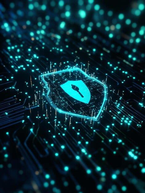 A Glowing Blue Digital Shield With A Keyhole Symbolizing Cybersecurity Data Protection Digit