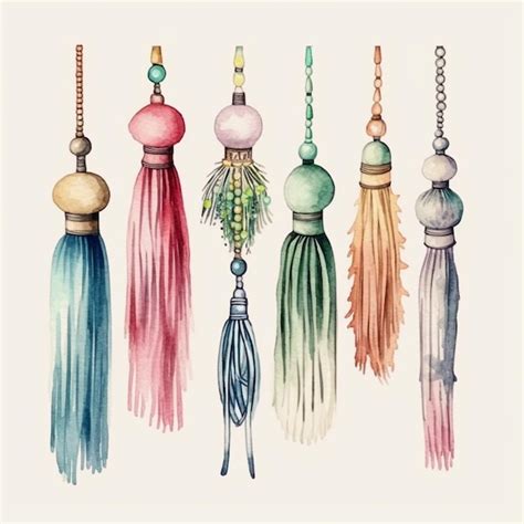 Premium Photo A Painting Of A Group Of Tassels Hanging From A String Generative Ai Premium Photo A Painting Of A Group Of Tassels Hanging From A String Generative Ai