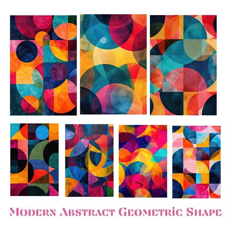 Modern Abstract Geometric Shape Wall Art Minimalist Printable Art Set